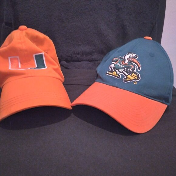 miami | Accessories | 2 University Of Miami Hurricanes Football Caps ...